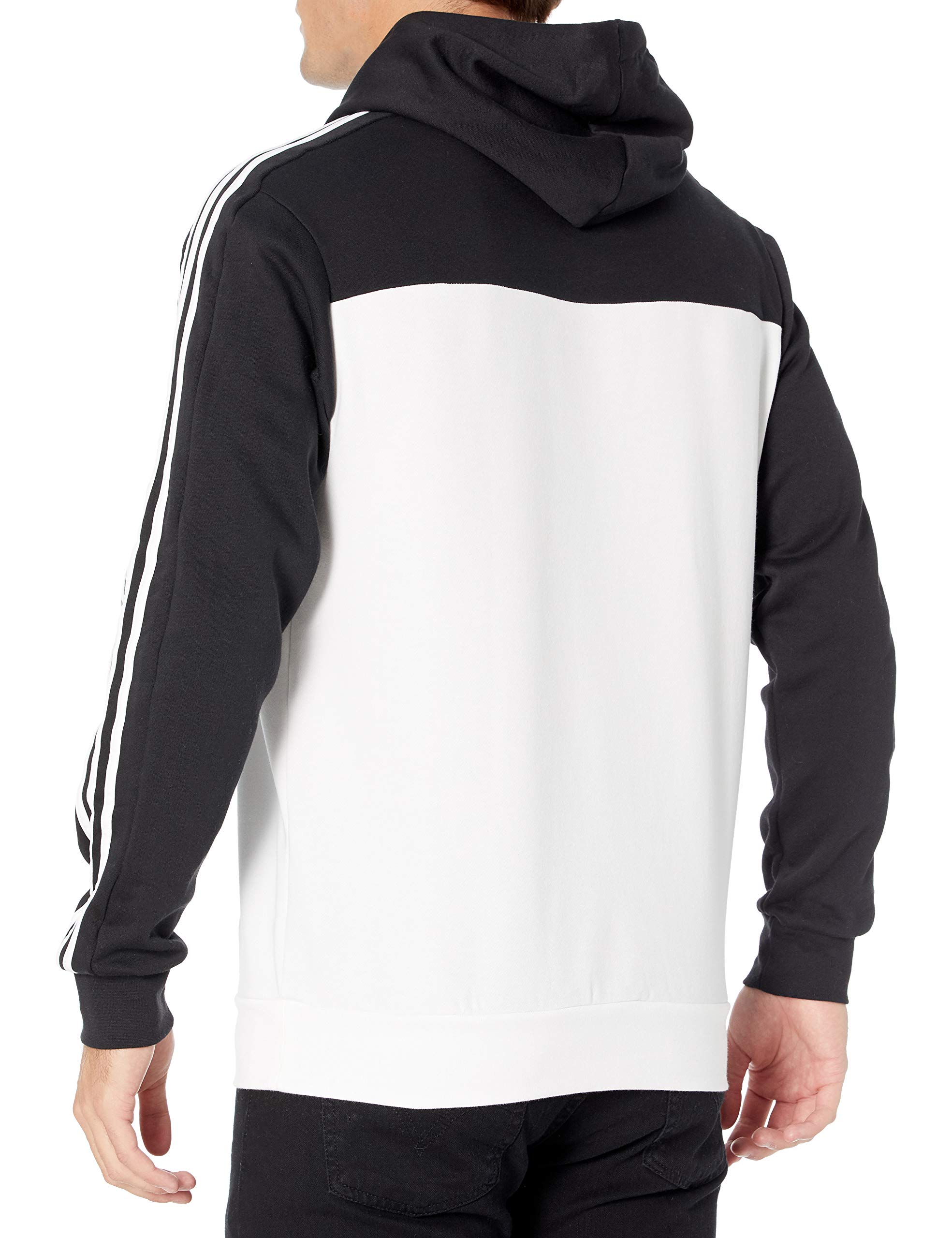 adidas mens Essentials Hooded Sweatshirt Black/White/Black XX-Large/Tall