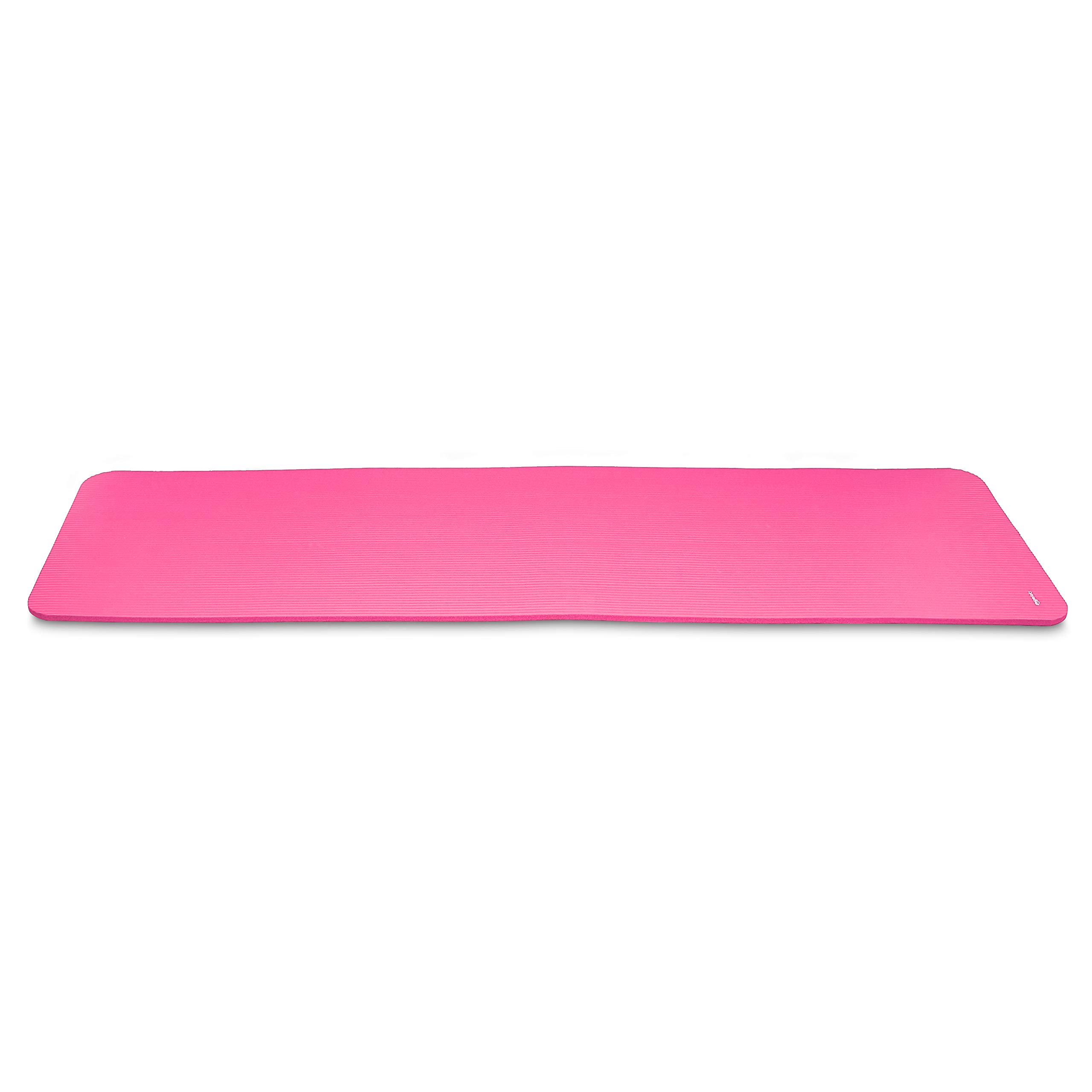 Amazon Basics Extra Thick Exercise Yoga Gym Floor Mat with Carrying Strap - 74 x 24 x .5 Inches, Pink & High-Density Round Foam Roller, 36 Inches, Black