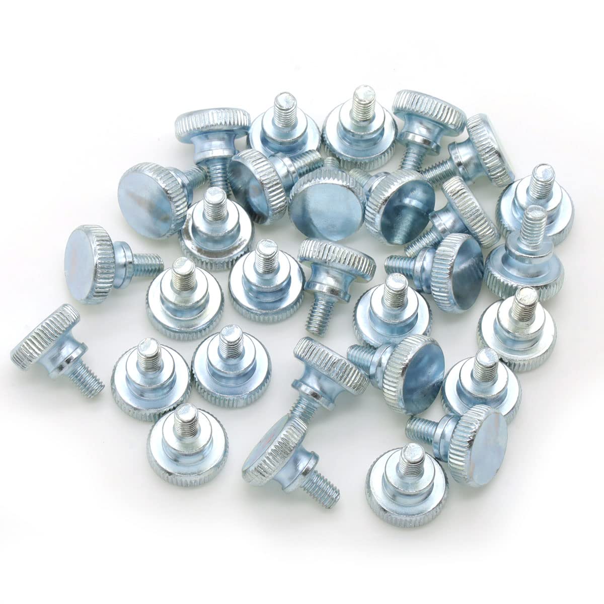 Asamuyu 30 Pcs Flat Knurled Head Fully Threaded Thumb Screws Bolts Fastener,Thumbscrew Threaded Knurled Grip Knobs Thumb Screw