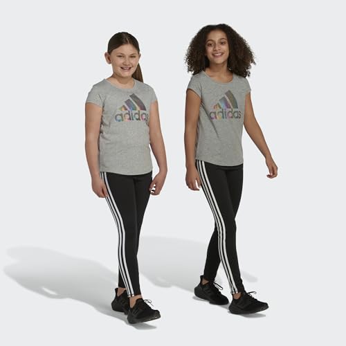 adidas Girls' Short Sleeve Scoop Neck Tee T-Shirt, Grey Heather, Large
