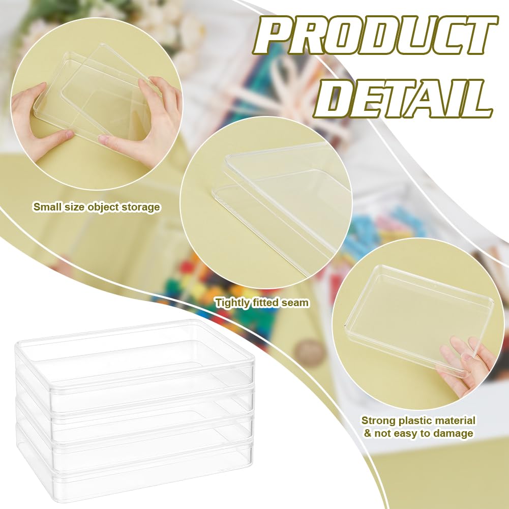 BENECREAT 4Pcs Acrylic Storage Boxes with Lids, 7x4.6x1inch Rectangle Storage Containers, Storage Display Box for Wedding, Party, Treats, Jewelry Accessories