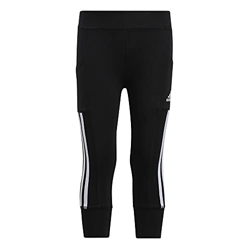 adidas Girls' Stripe Jogger 7/8" Tights, Black, 6