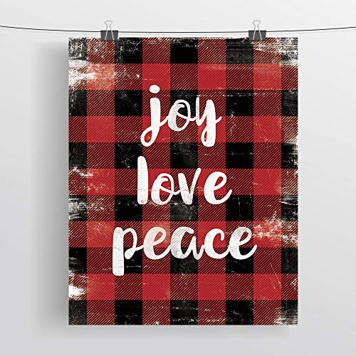 SUMGAR Christmas Wall Art Prints Unframed 8x10 Farmhouse Decor Red Black Buffalo Posters Quotes Pictures Artwork Set of 3