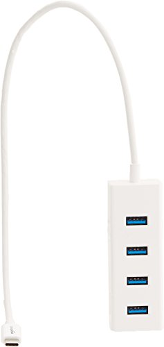 Amazon Basics USB 3.1 Type-C to 4 Port USB Adapter Hub - White, 5-Pack
