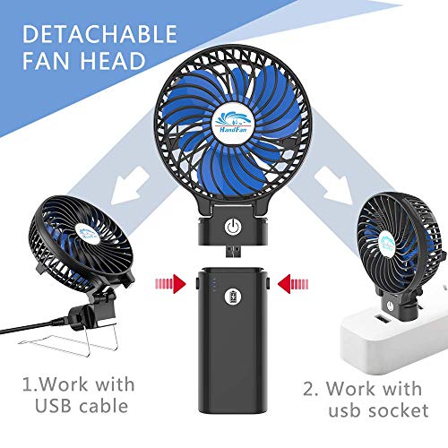 HandFan 2023 Upgraded 5200mAh Portable Handheld Fan Rechargeable Battery Operated, Small Personal Fan, Foldable Mini Desk Fan, Cooling Electric Fan for Travel, Outdoors, Indoors