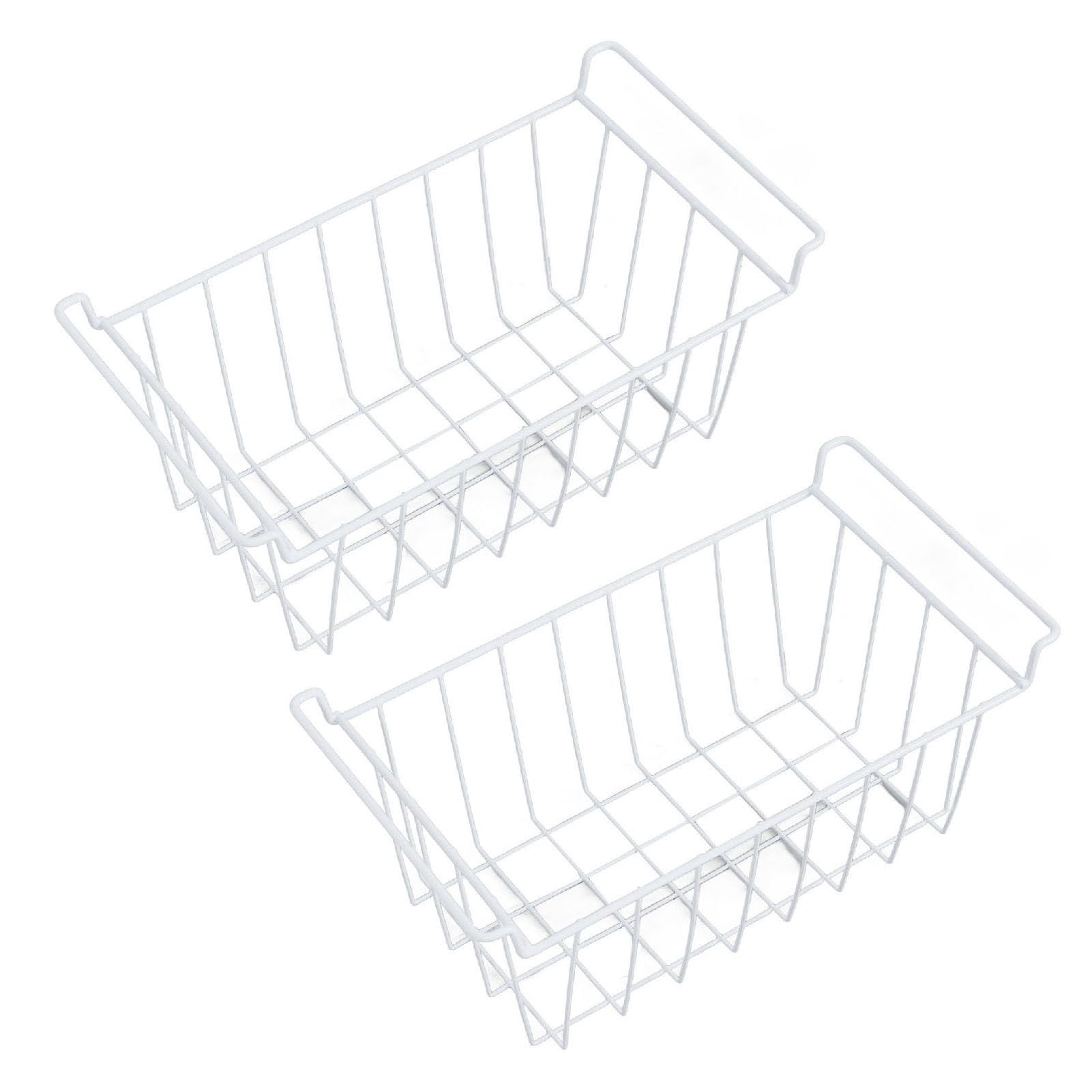VBESTLIFE 2pcs Freezer Organizer Bins, Freezer Refrigerator Basket Storage Rack Bins, Metal Wire Baskets with Handles for Upright Refrigerator Chest Freezer (39x20x20cm / 15.4x7.9x7.9in)