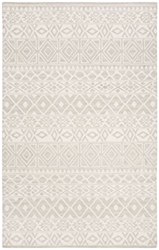 SAFAVIEH Blossom Collection 4' x 6' Silver / Ivory BLM113G Handmade Premium Wool Area Rug