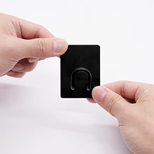 Biomoty Adhesive Hooks, Matte Black Towel Hooks for Bathrooms, Stainless Steel Sticky Hooks for Kitchen Door, Heavy Duty Wall Hooks for Hanging Key Hat Coat Robe Towels, 4 Pack