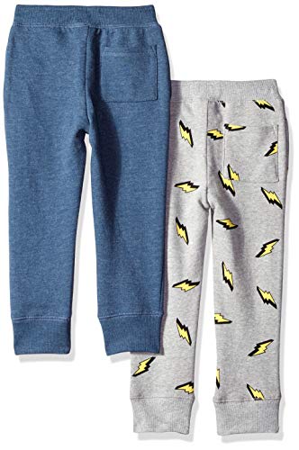 Amazon Essentials Boys' Fleece Jogger Sweatpants (Previously Spotted Zebra), Pack of 2, Grey/Navy Heather, Medium