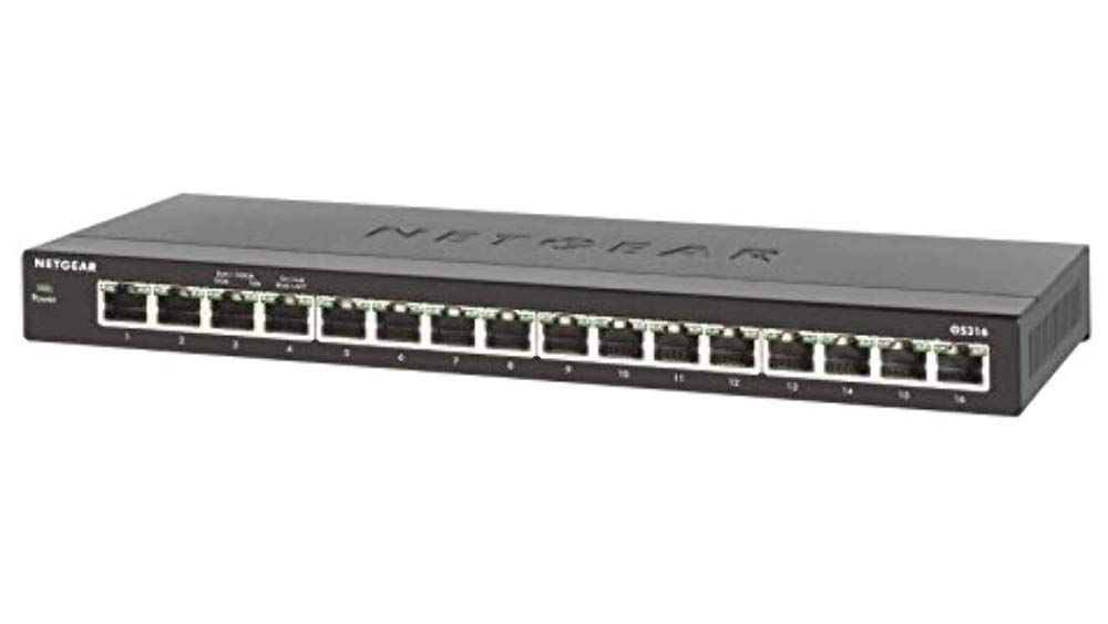 NETGEAR 16-Port Gigabit Ethernet Network Switch, Hub, Internet Splitter (GS316) - Desktop, Fanless Housing for Quiet Operation, Black