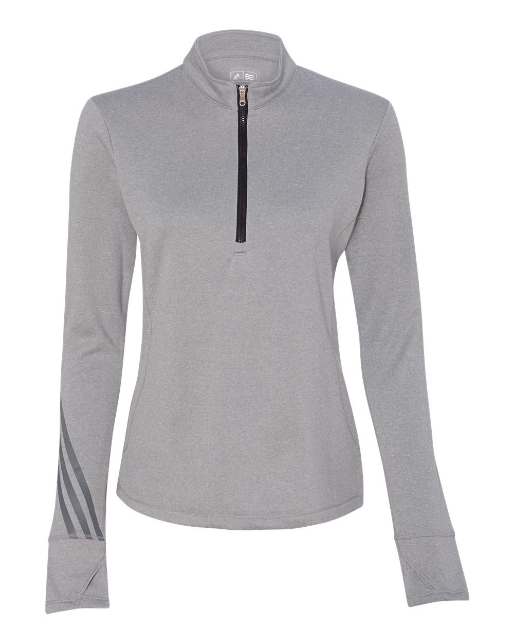 adidas Women's Brushed 1/4 Zip Jacket, Mid Grey Heather/Black, Medium