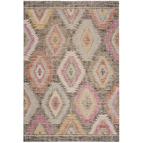 SAFAVIEH Montage Collection 8' x 10' Grey/Multi MTG212F Boho Indoor/ Outdoor Non-Shedding Easy scrubbing Patio Backyard Porch Deck Mudroom Area-Rug