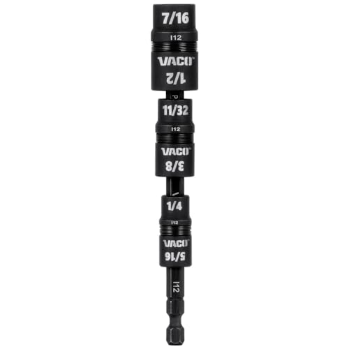 VACO VAC1070 Impact Driver, 7-in-1 SAE Multi-Bit Impact Flip Socket with Handle, 6 Easy-to-Identify Hex Driver Sizes and 1/4-Inch Bit Holder