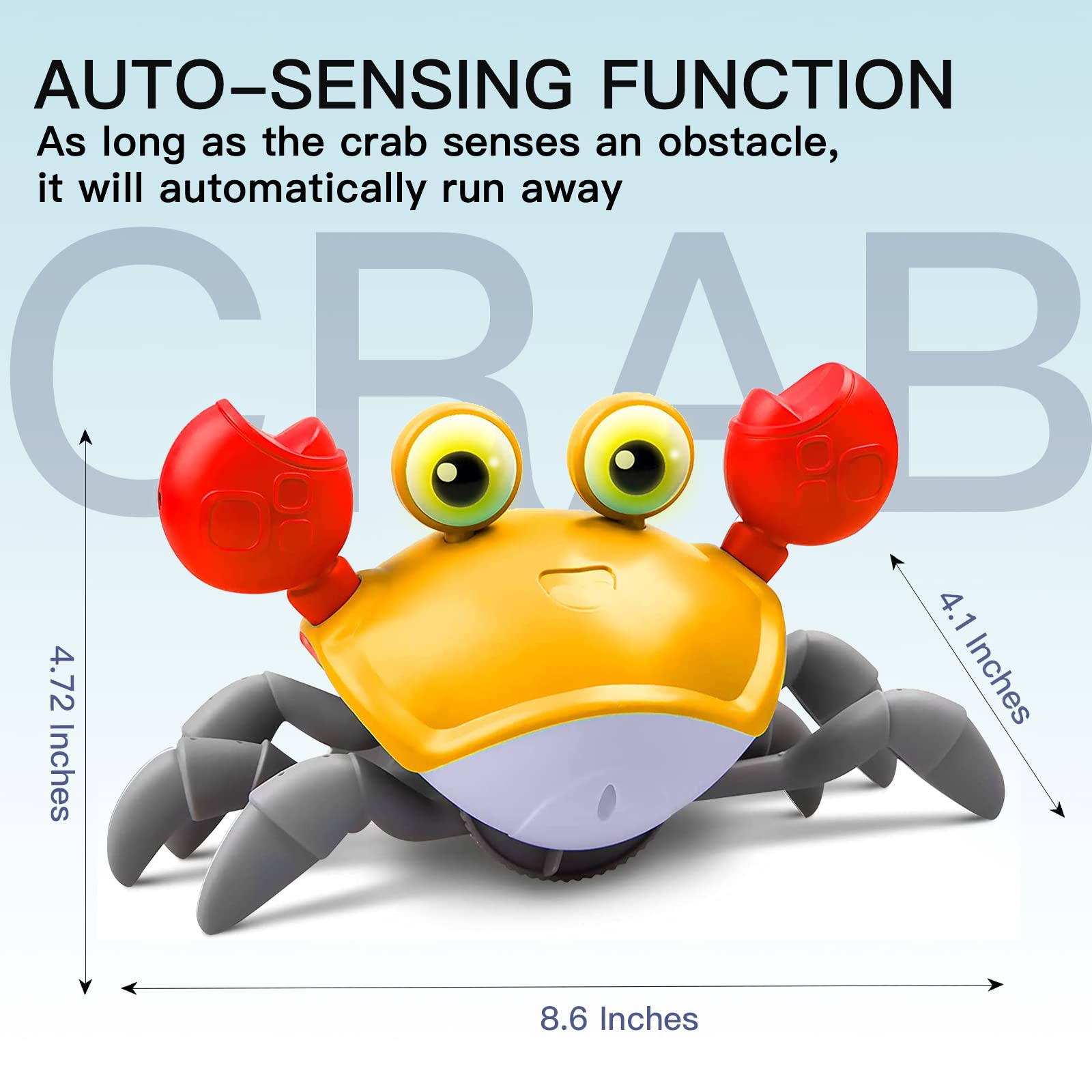 DASDSA Crawling Crab Baby Sensory Tummy time Toys for 1 Year Old boy Girl,Walking Crab Baby Toys Moving Dancing with Music and Light,Avoid Obstacles Interactive Development Baby Toys