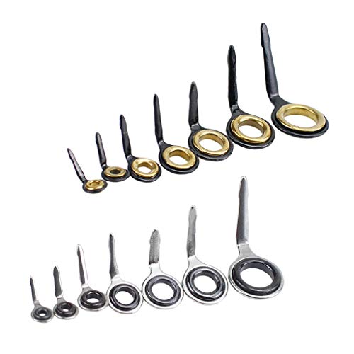 AFANGMQ 14pcs Set Mixed Sizes Fishing Rod Eyes Guides Line Rings Pole Tip Top Set Spinning Casting Rod Repair Kit Accessories Pesca
