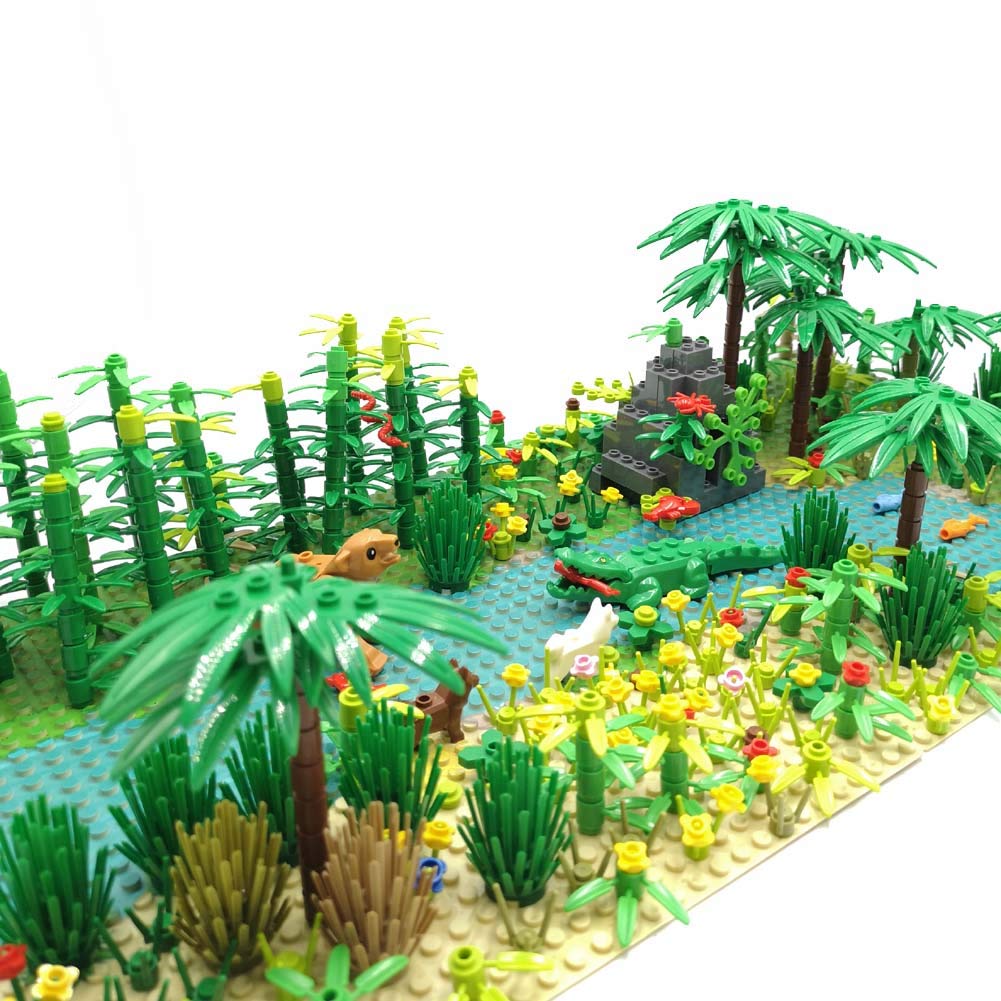 Forest Garden Building Sets Parts,Plants Trees Flowers Scenery Accessories Animals Building Bricks Toy Set for Boys Girls Kids 6+ Gifts(2 Pieces 10" Base Plates)