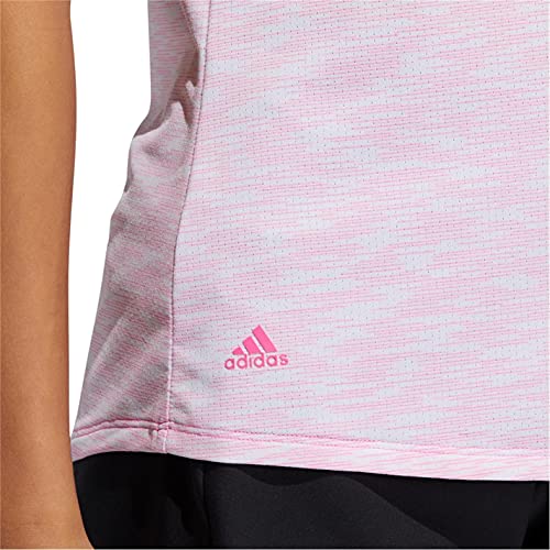 adidas Golf Women's Spacedye Primegreen Short Sleeve Polo Shirt, White/Pink, Large