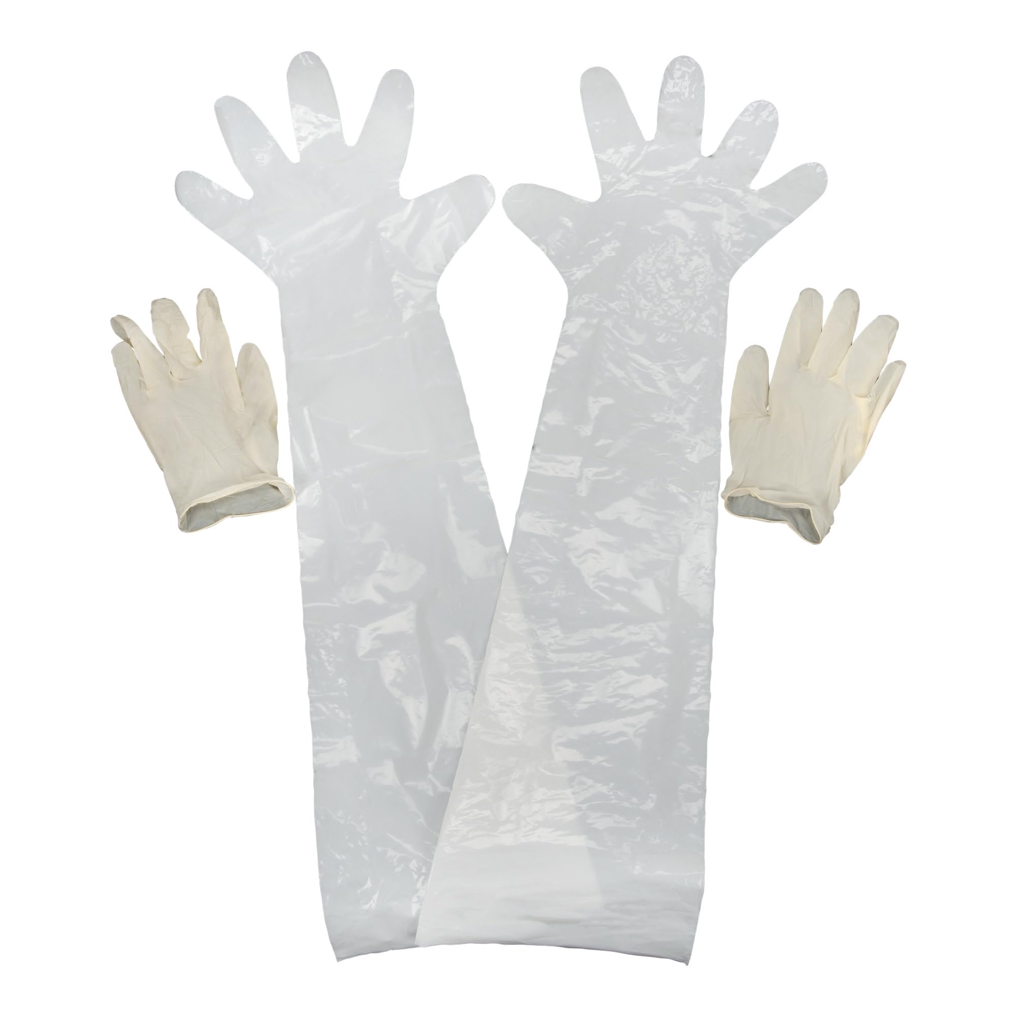 Allen Company Field Dressing Latex Gloves Set, Wrist & Shoulder Length, White, 6 Pairs of Each, 516