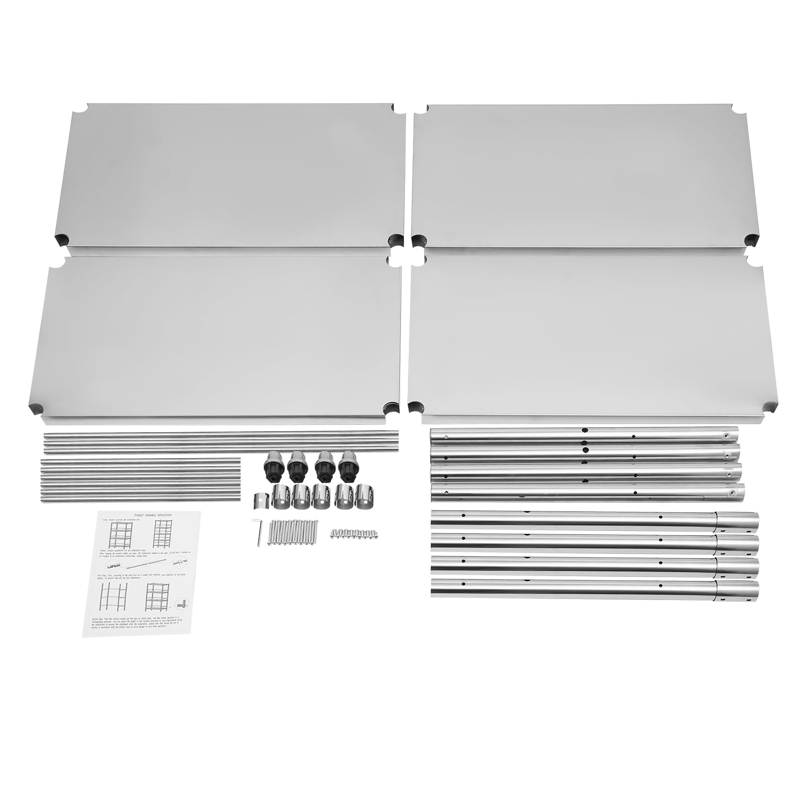 Bulelula Stainless Steel Shelves 4 Tier, 31×18×60Inch Storage Shelf Units 200lb Per Shelf, Heavy Duty Shelving for Kitchen Garage Warehouse Restaurant (4 Tier)