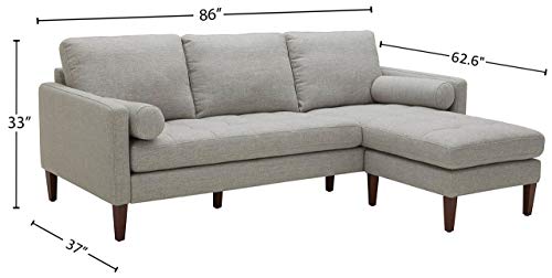 Amazon Brand – Rivet Aiden Mid-Century Modern Reversible Sectional Sofa (86") - Light Gray
