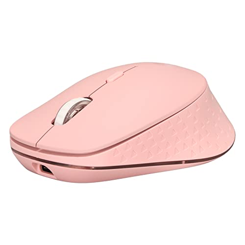 ASHATA 2.4G Wireless Mouse, RGB Running Light Gaming Mouse, Dual Mode Rechargeable Cordless Mouse, Adjustable 1000 1200 1600 DPI Portable Ergonomic Mice for PC Laptop, Pink