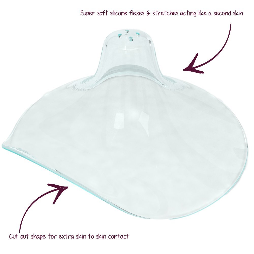 Momma Bear Essentials Premium Nipple Shield, Set of 6 with Hot Pink Soft Cotton Reusable Drawstring Bag - Non-Toxic, BPA and BPS Free