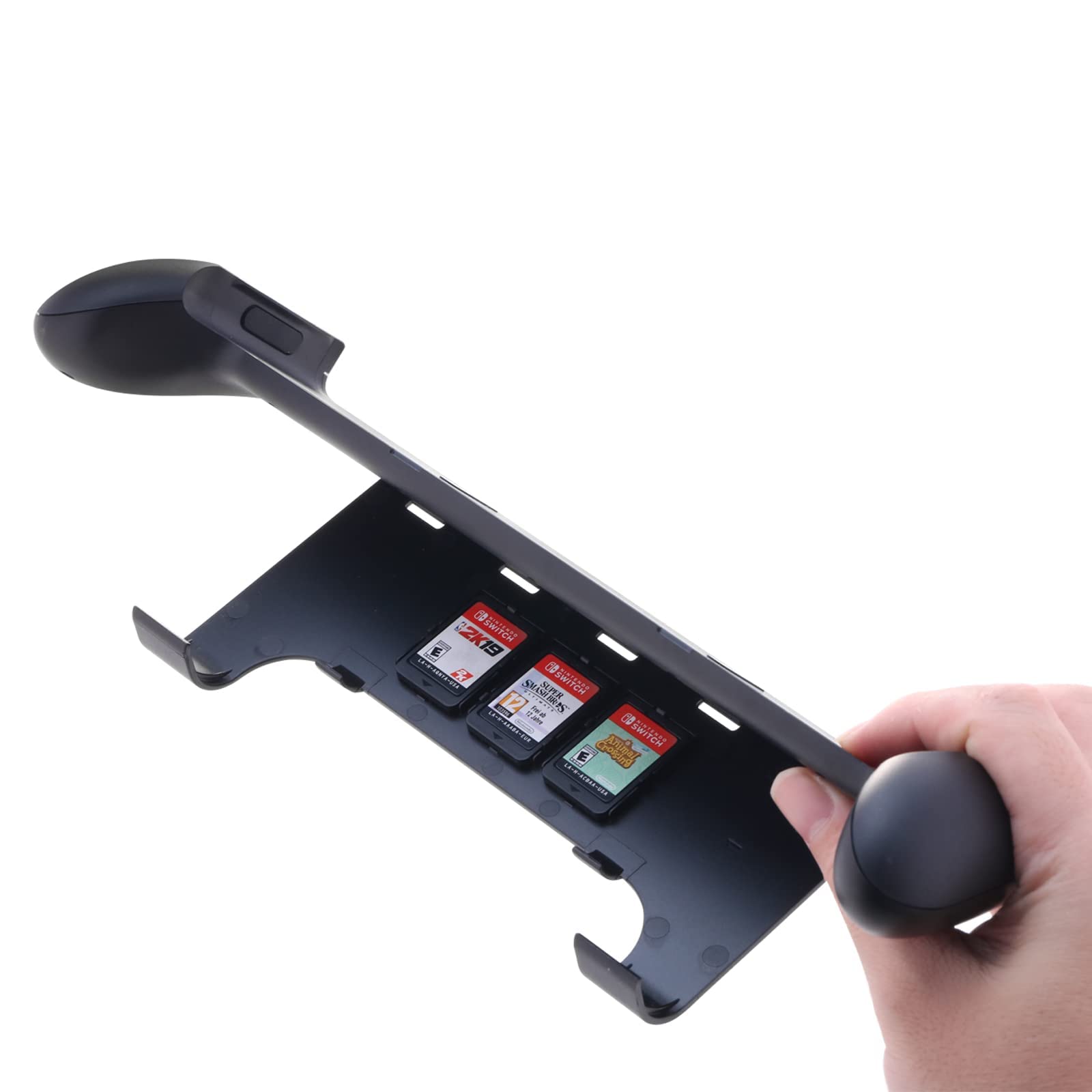 ECHZOVE Switch OLED Grip, Comfortable and Ergonomic Gaming Portable Protective Handheld Grip, Joy Con and Switch OLED Control, Accessories for Switch 2021 with Game Slots and Kickstand - Black
