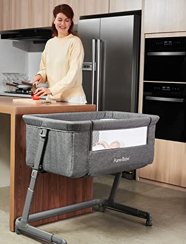 Pamo Babe Baby Bedside Bassinet Crib - Adjustable Portable Bedside Sleeper for Infant | Newborn Baby Boy & Girl