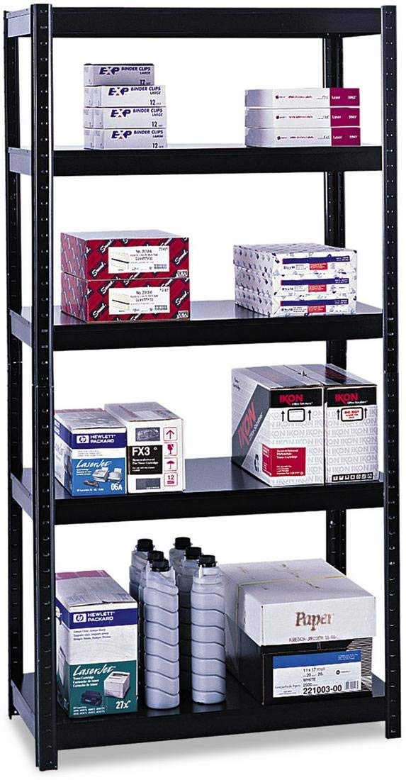 Safco Products 5247BL Boltless Steel Shelving 36" W x 24" D x 72" H, Black