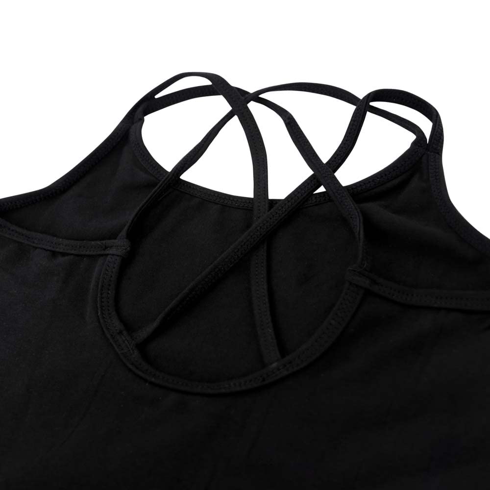 ASmileIndeep Ballet Leotard for Girls Dance Leotards Double Straps Crisscross Back (Black (Double Camisole), Large)