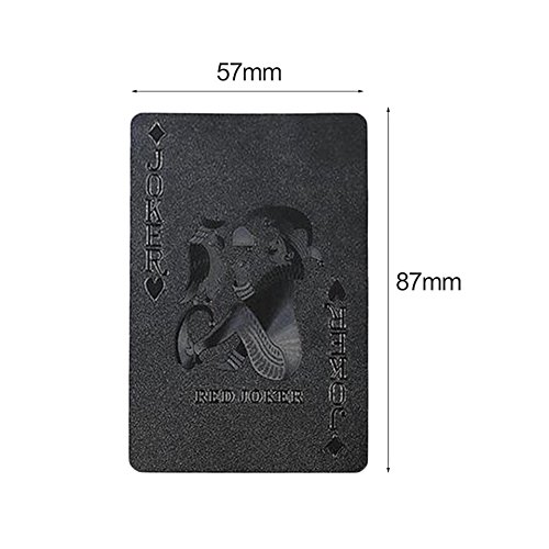 EMFK 54pcs/Pack Fashion Gold Foil Poker Novelty Collection Waterproof PVC Plastic Color:Black
