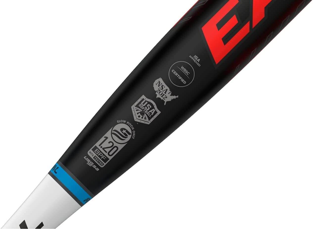 Easton | RIVAL Slowpitch Softball Bat | Approved for Play on All Fields | Loaded | 12" Barrel | 34"x26oz, Black/Blue/Red