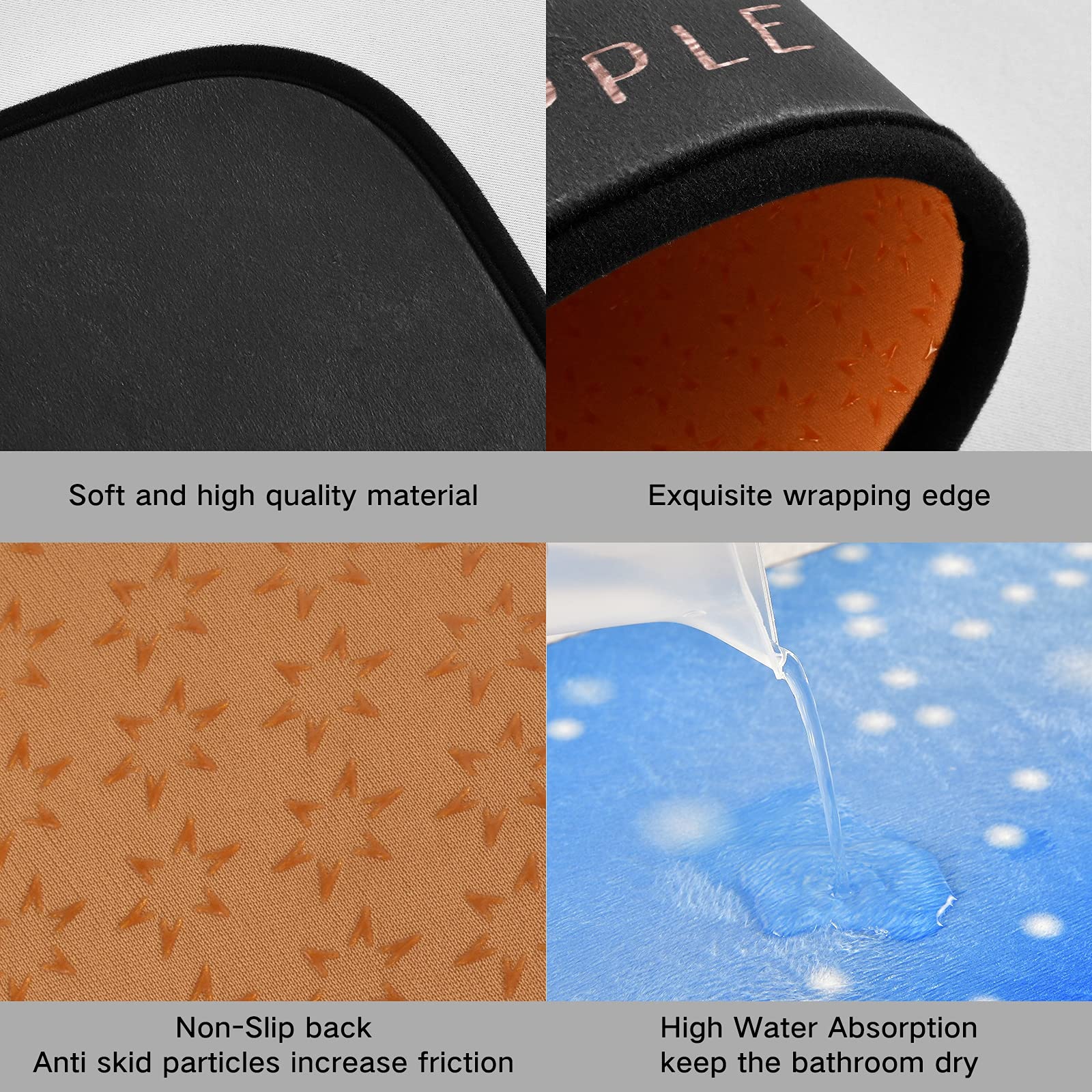 ALAZA Rose Gold Pineapple Black 2 Piece Kitchen Rug Floor Mat Set Runner Rugs Non-Slip for Kitchen Laundry Office 20" x 28" + 20" x 48"