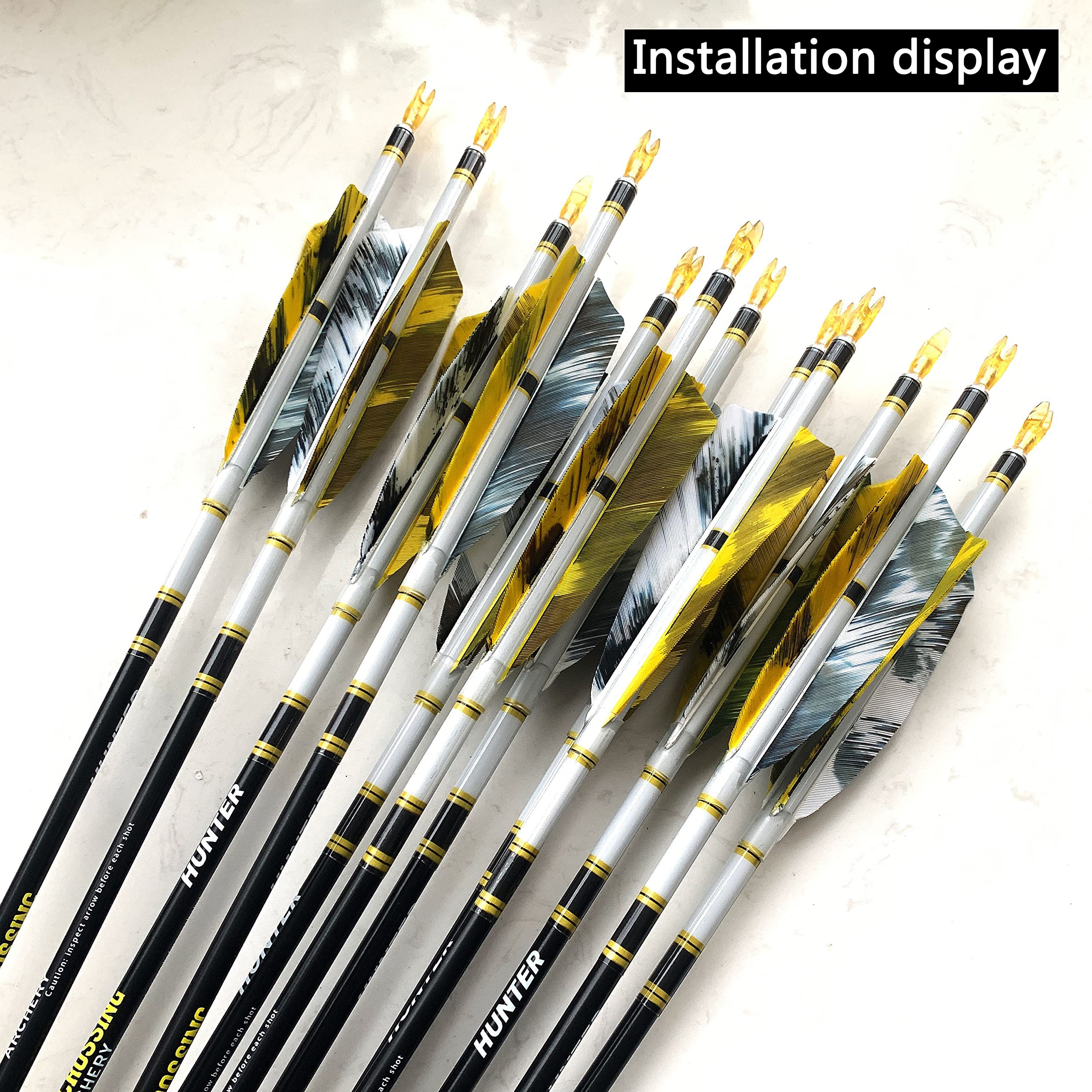 AMEYXGS 4 Inch Arrow Feather Fletching Turkey Feather Natural Arrow Vanes Shield Right Wings Vanes for DIY Arrows Accessories 50Pcs (White)