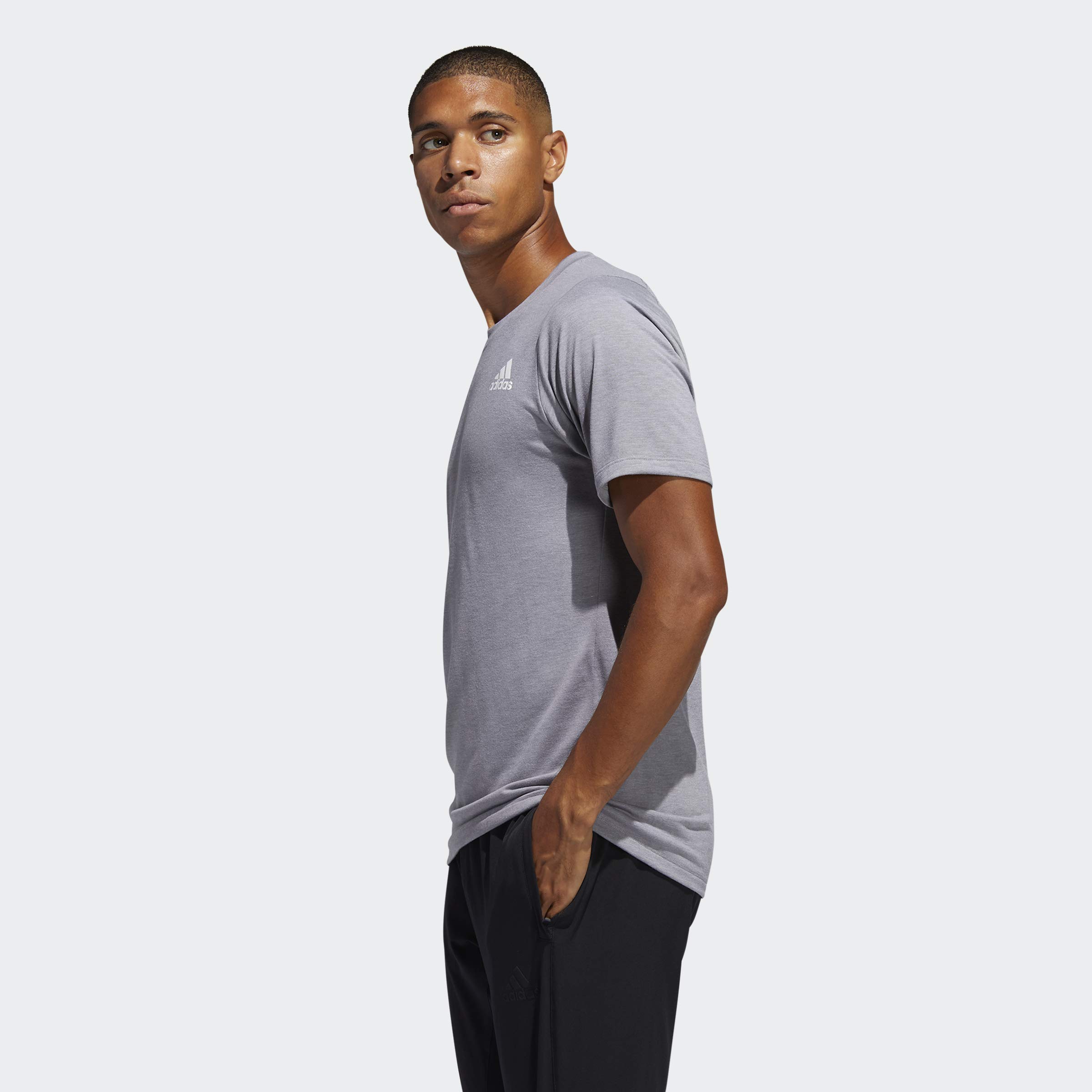 adidas mens FreeLift Sport Prime Heather Tee Scarlet/White Small
