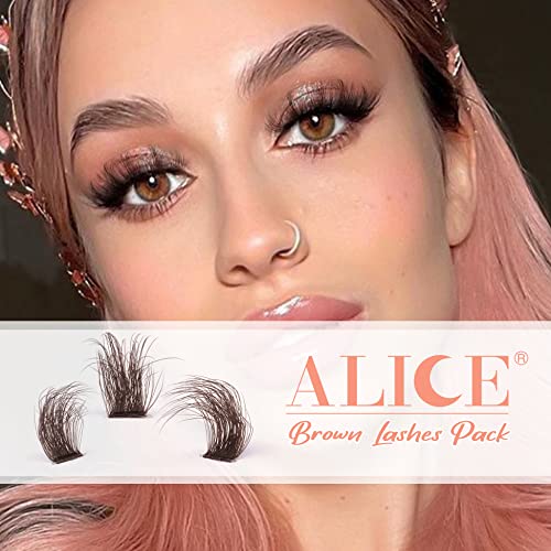 Alice Brown Lashes False Eyelashes Wispy Lashes DIY Lash Clusters Mink Fluffy Volume Russian Strip Lashes Eyelash Extensions Eye Lashes Pack Fake Lashes 14 Pairs by ALICE, 28.0 Count