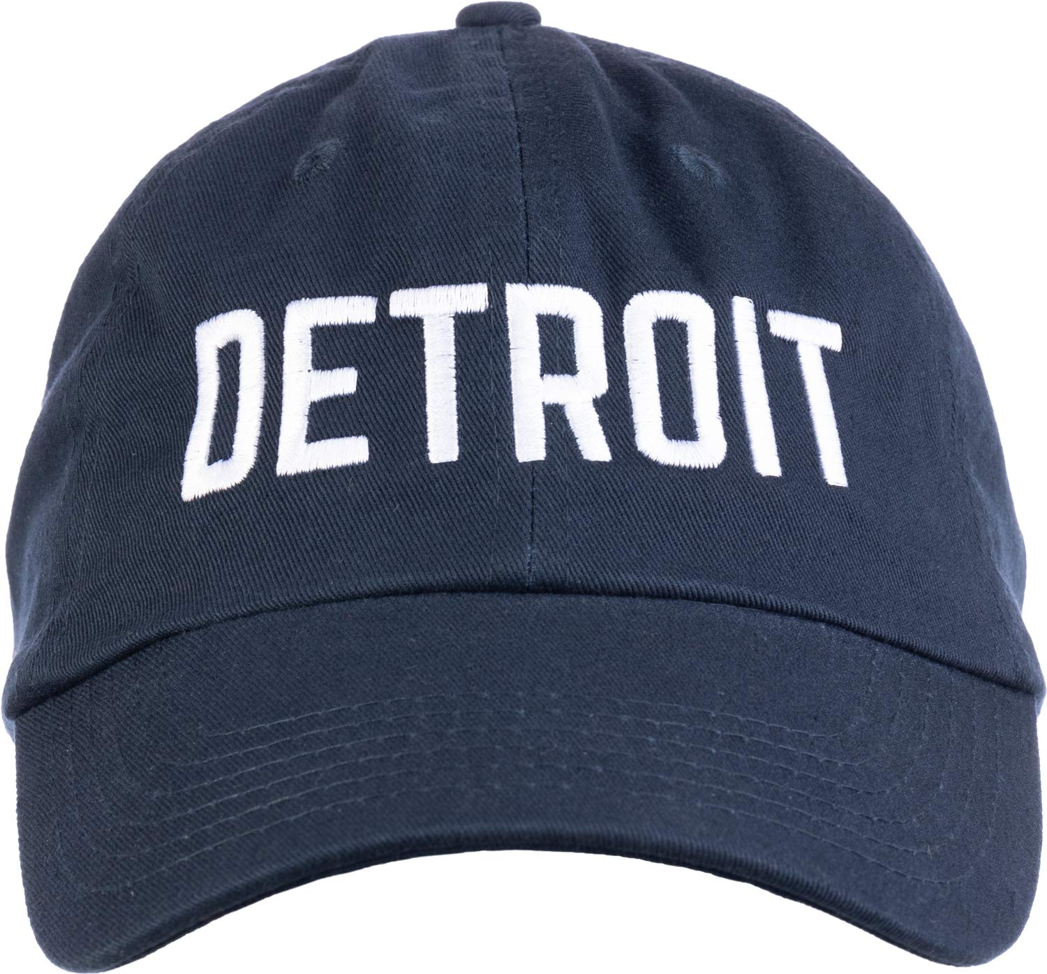 Ann Arbor T-shirt Co. Detroit | Classic Retro City Detroiter 313 Cool Michigan Men's or Women's Cap Dad Hat- Navy
