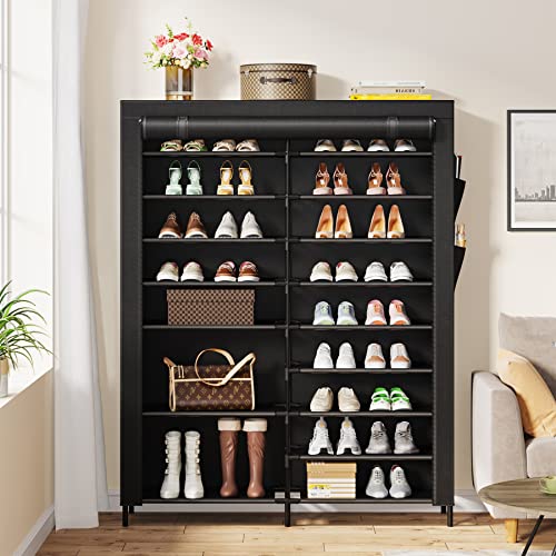 Tribesigns Shoe Rack Organizer Storage for Boot High Heel, 36 Pair 9 Tier Metal Shoes Shelf with Dustproof Nonwoven Fabric Cover for Closet Entryway Garage Bedroom