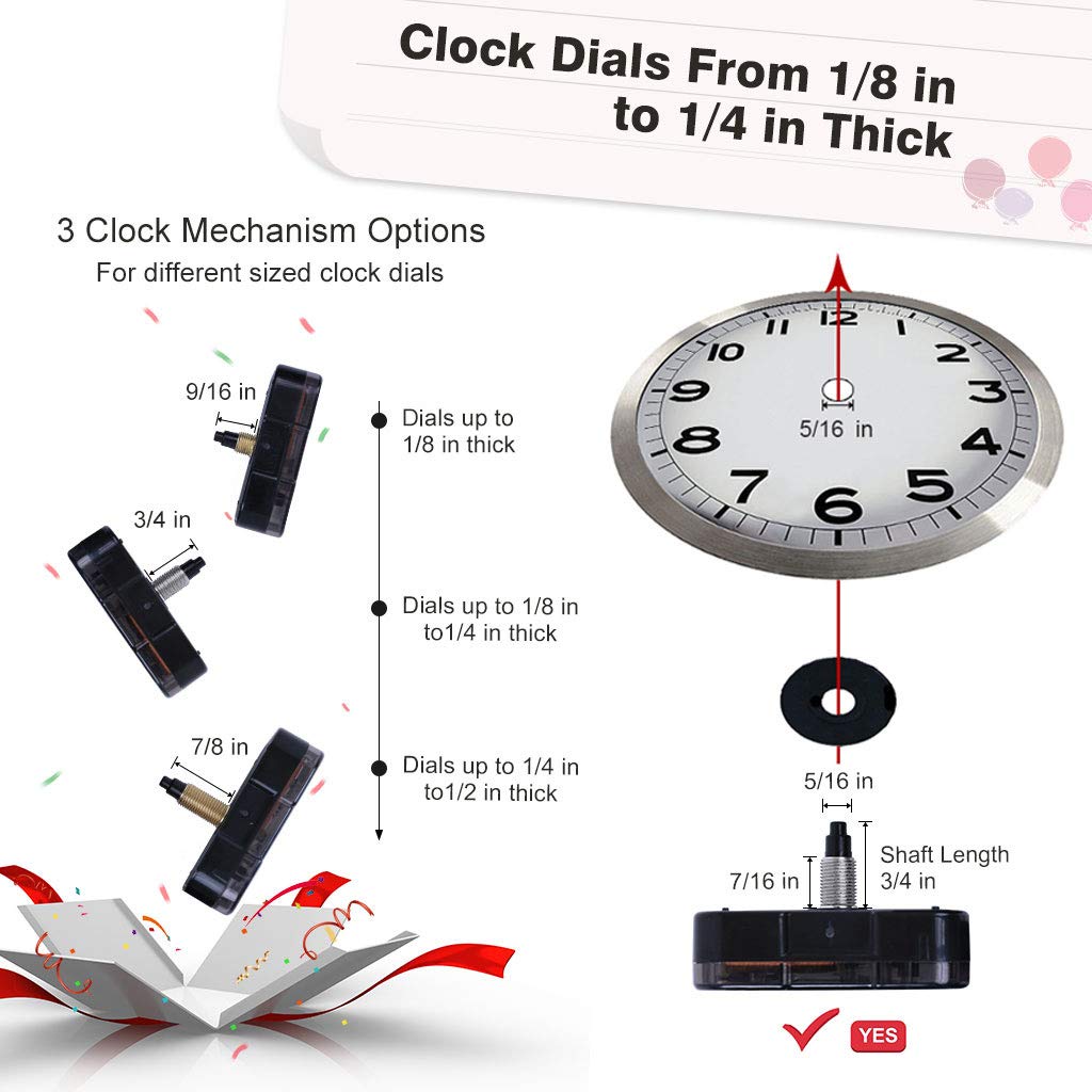 EMOON High Torque 12888 Clock Movement Mechanism with 3 Pairs of Hands, Silent Sweep Quartz Clock Motor Kit for Clock Repair DIY Replacement