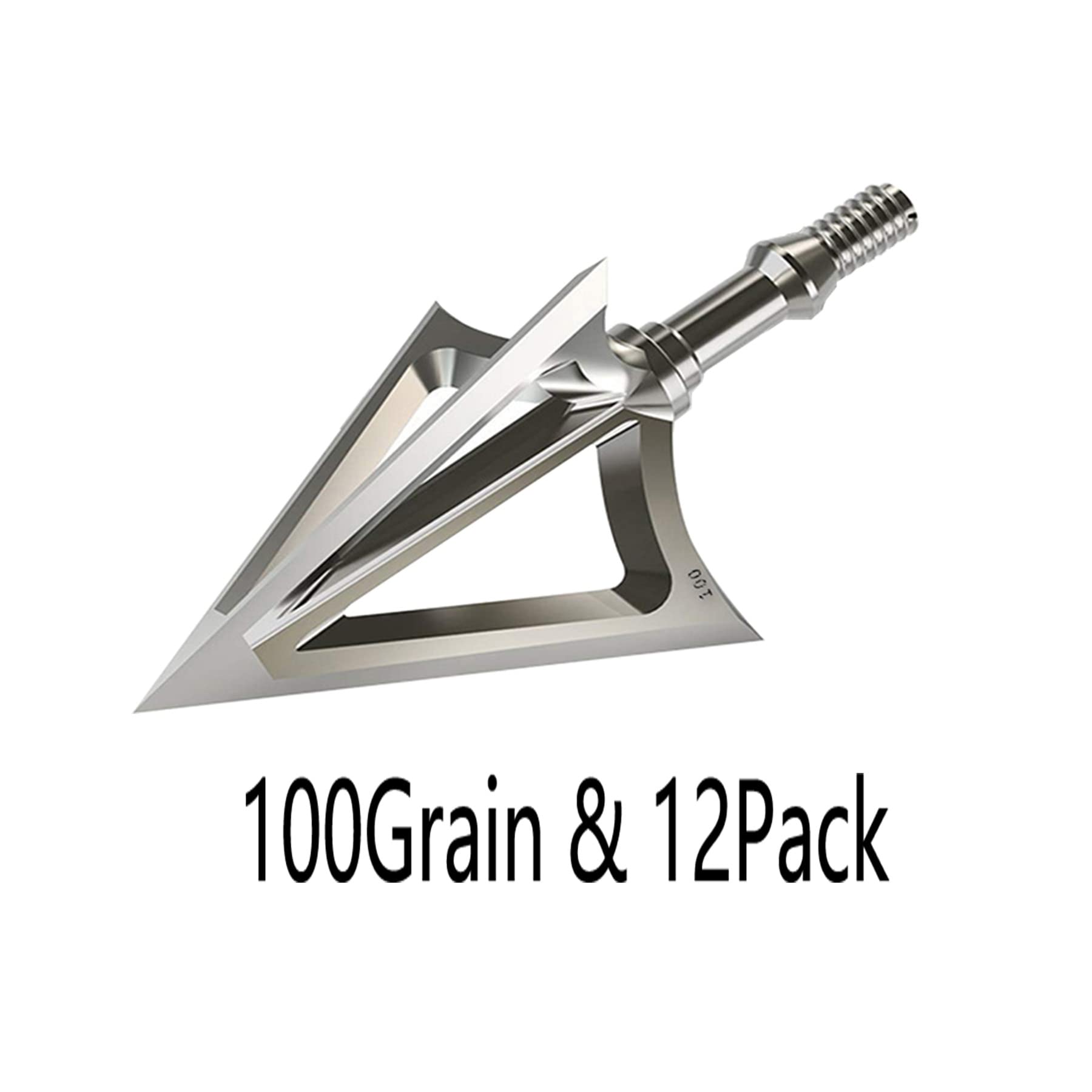 Anseven Hunting Broadheads 100 Grain 3 Fixed Blades Stainless Steel Archery Broadheads for Crossbow Recurve Bow and Compound Bow (12), X1-12Pcs-100Grain-silvery, 5.1×3.5×1.2
