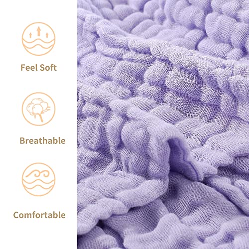 HardNok Muslin Swaddle Blanket 6 Layer Gauze, Super Soft Swaddle Wrap Blanket/Bath Towel/Nursing Cover/Bed Blankets for Boys Girls as Shower Gift (1, Noble Purple)