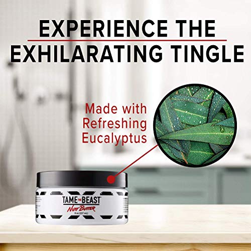 Nutt Butter Men's Lotion for Groin, Back & Body - Tingle with Essential Oils, Eucalyptus, Aloe, Cocoa, Vitamin E - 8 oz Anti-Aging, Anti-Chafing Cream by Tame the Beast