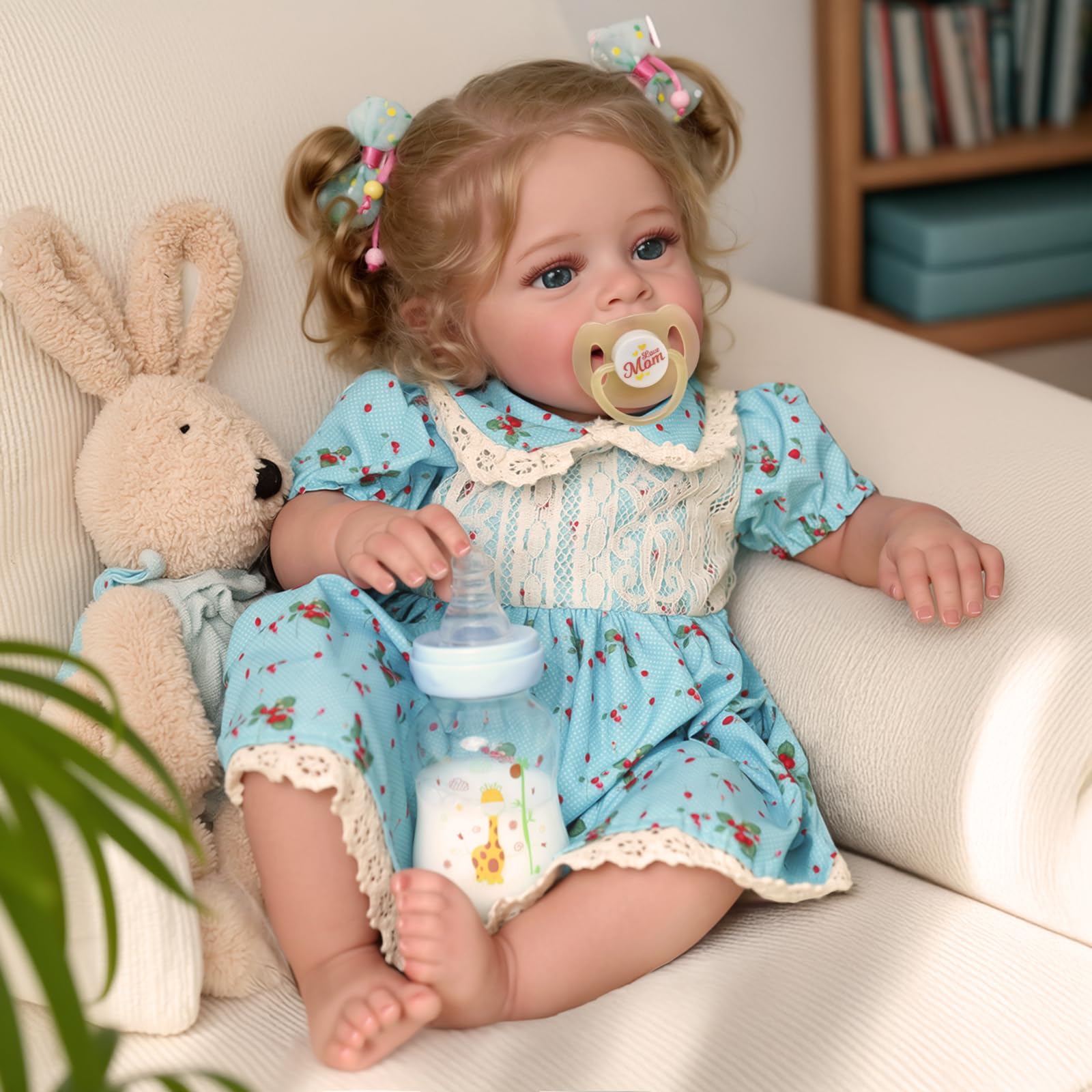 JIZHI Lifelike Reborn Baby Dolls - 18 Inch Realistic-Newborn Baby Dolls Blond Girl Handmade Real Life Toddler Dolls with Clothes for Kids Age 3+