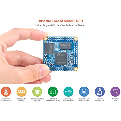 ATOZS NanoPi NEO Core Allwinger H3 Core Board Core Development Board 256MB+4G with -USB Line-Weld Pin Header