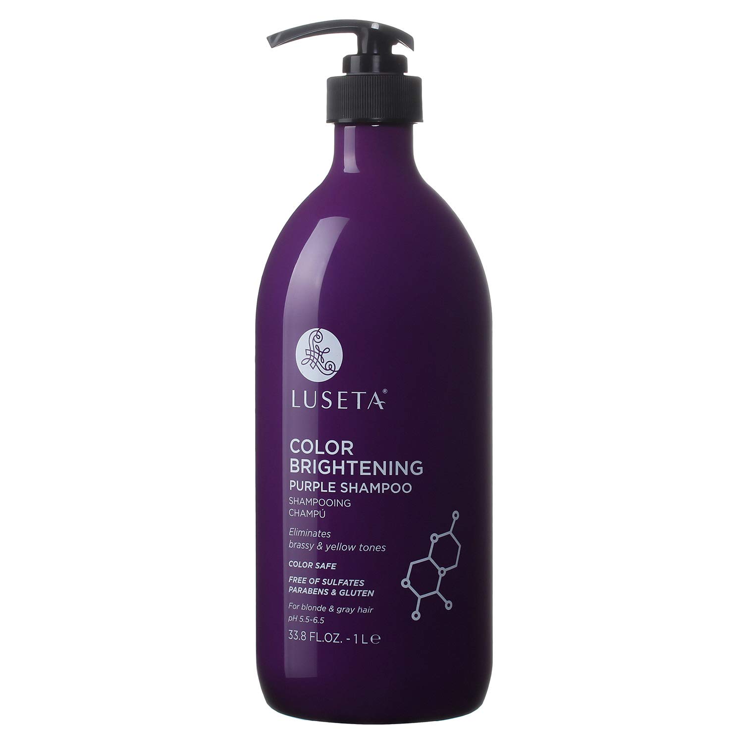 Luseta Color Brightening Purple Shampoo for Blonde and Gray Hair -Infused with Cocos Nucifera Oil to Help Nourish, Moisturize and Condition hair, Sulfate Free Paraben Free 33.8oz