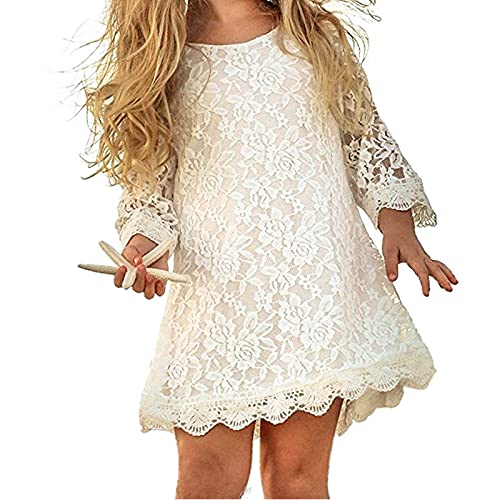 Qmislg Girls Lace Dress Flower Dresses Toddler Dress Baby Vintege Floral Special Occasion Dress