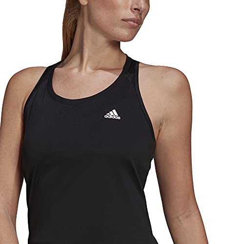 adidas Women's Designed 2 Move 3-Stripes Sport Tank Top, Black/White, Large