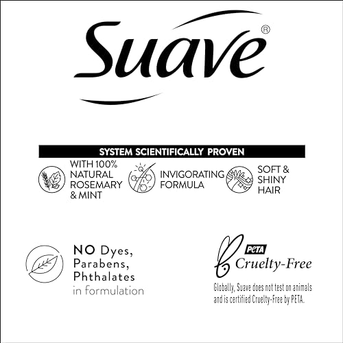 Suave Professionals Invigorating Shampoo for Dry and Damaged Hair Rosemary and Mint Paraben free and Dye free Hair 28 fl oz