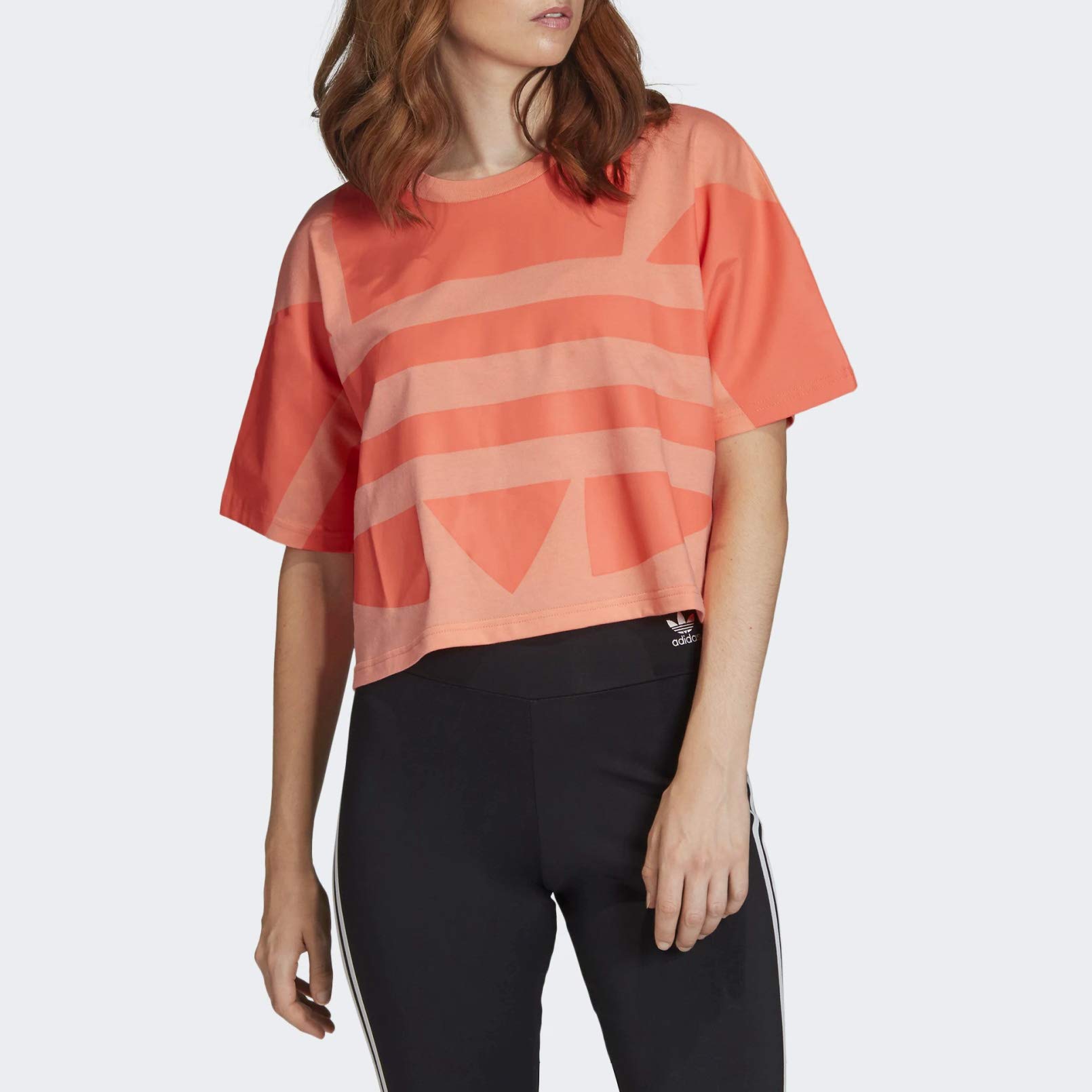 adidas Originals Women's Large Logo Tee Chalk Coral/Semi Coral Large