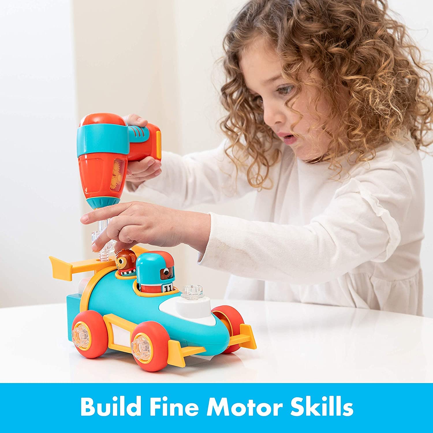 Educational Insights Design & Drill Bolt Buddies Race Car Toy, Take Apart Toy with Electric Drill Toy, STEM Toy, Gift for Boys & Girls, Ages 3+